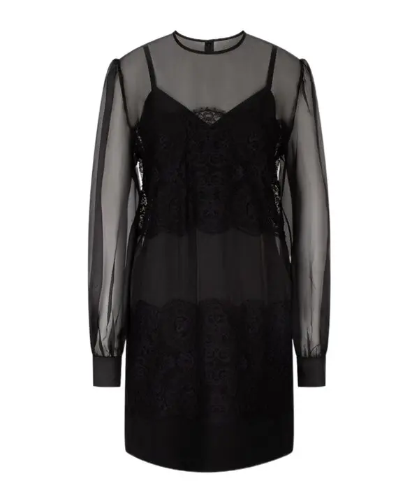 Dolce & Gabbana Lace Inlay Mini Dress - Black