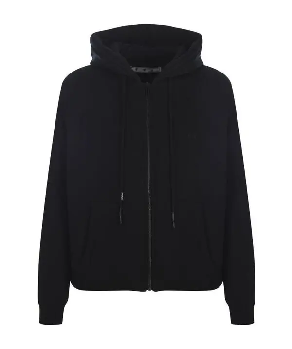 Off-White Logo Embroidered Zip-up Hoodie