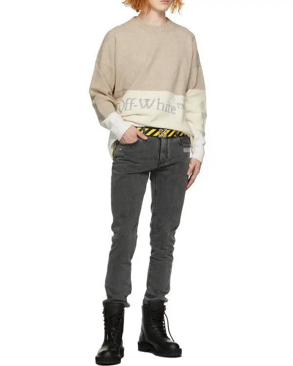 Off-White Colour-block Knitted Jumper - Nude