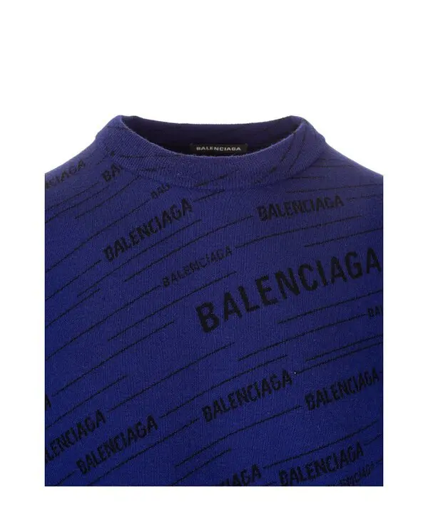 Balenciaga Diagonal Logo Jacquard Sweater