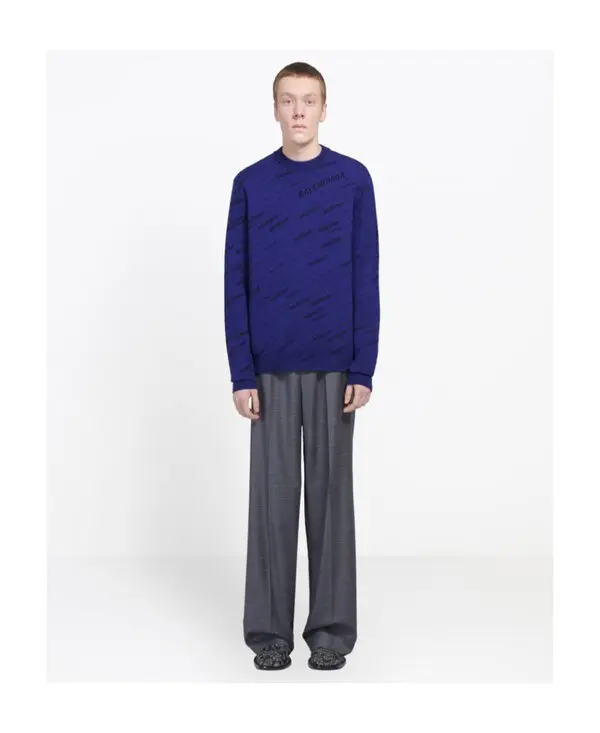 Balenciaga Diagonal Logo Jacquard Sweater