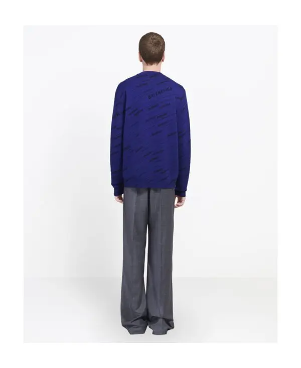 Balenciaga Diagonal Logo Jacquard Sweater