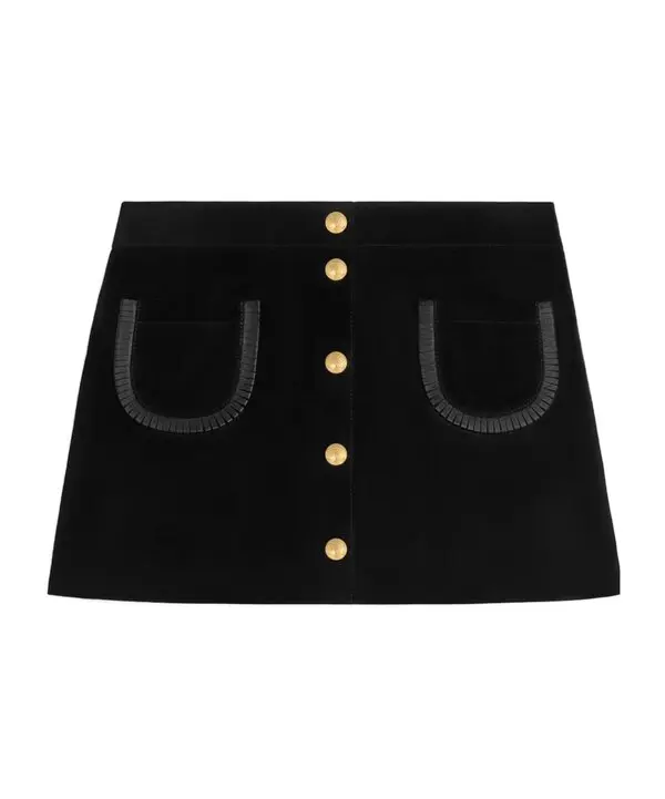 Celine Mini Suede Skirt With Triomphe Snaps