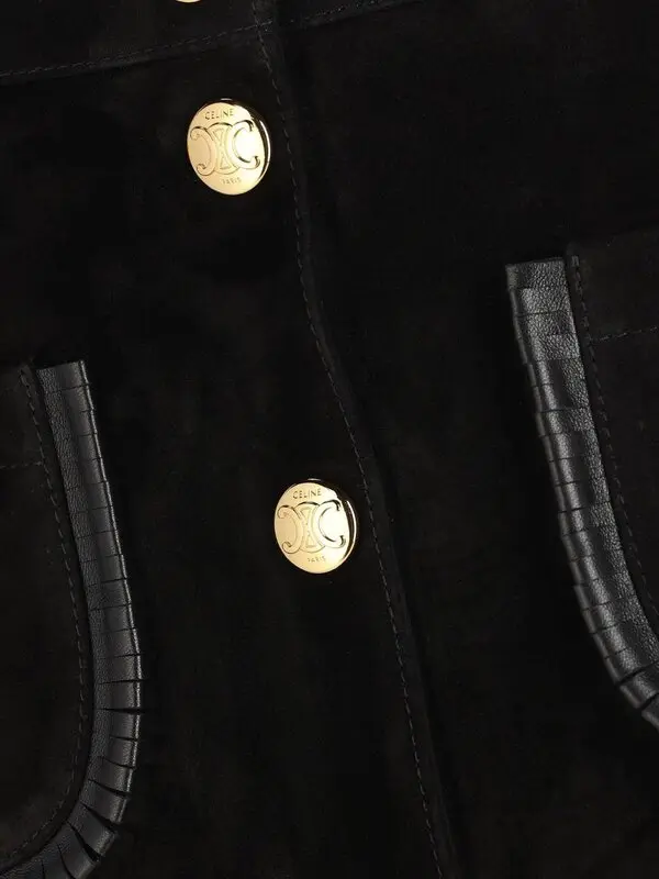 Celine Mini Suede Skirt With Triomphe Snaps