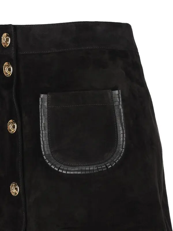 Celine Mini Suede Skirt With Triomphe Snaps