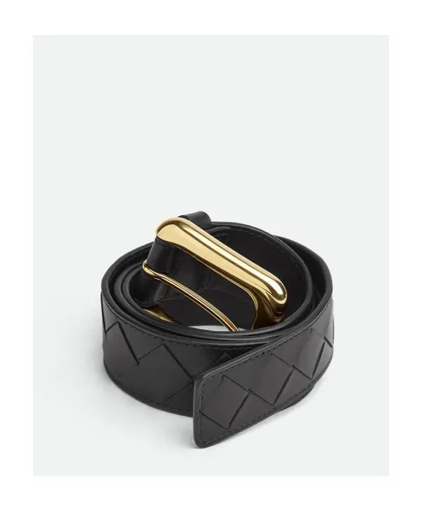 Bottega Veneta Woven Buckle Belt - Black