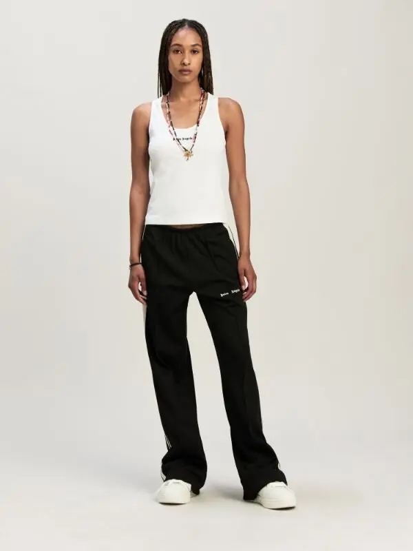 Palm Angels Logo Embroidered Ribbed Tank Top