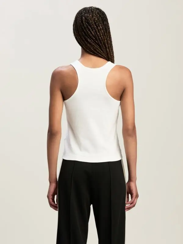 Palm Angels Logo Embroidered Ribbed Tank Top