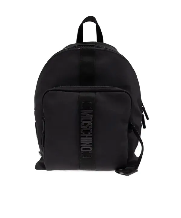 Moschino Lettering Zip Backpack - Black