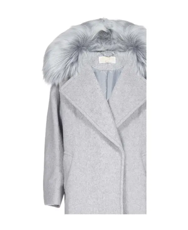 Michael Kors Long Sleeve Coat With Faux Fur Collar