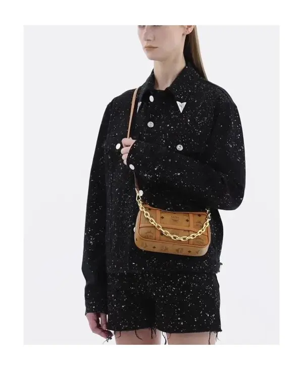 Mcm Delmy Logo Printed Shoulder Bag