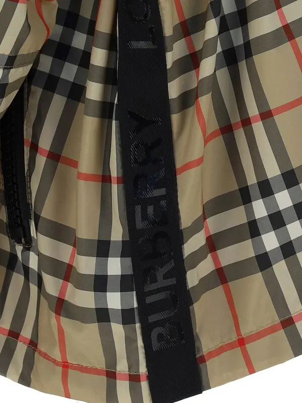 Burberry Checked Drawstring Hooded Jacket