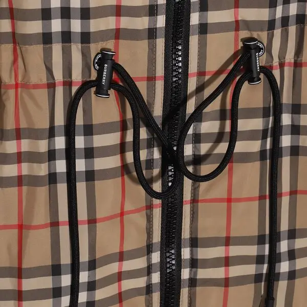 Burberry Checked Drawstring Hooded Jacket