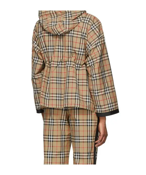 Burberry Checked Drawstring Hooded Jacket
