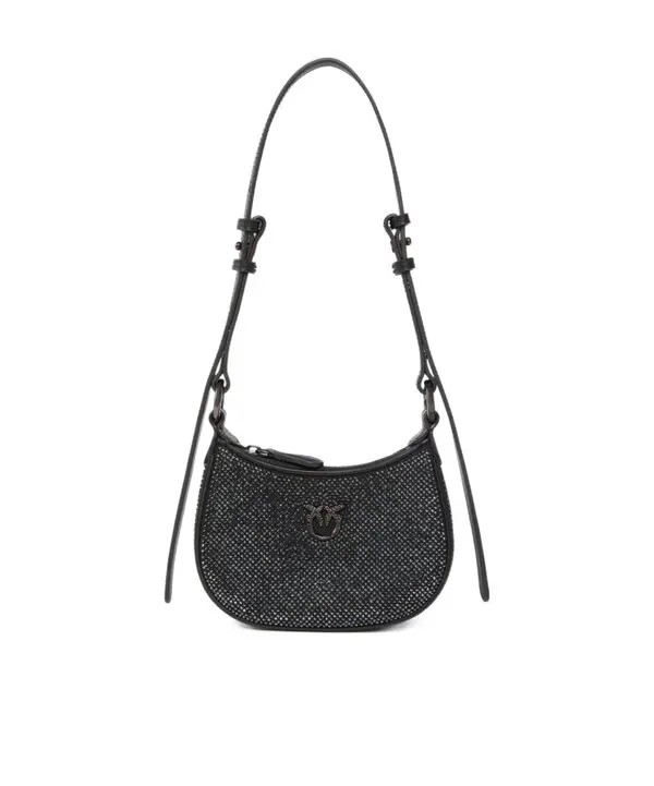 Pinko Half Moon Baby Embellished Shoulder Bag - Black