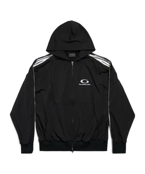 Balenciaga Loop Sports Icon Zipped Hoodie - Black/white