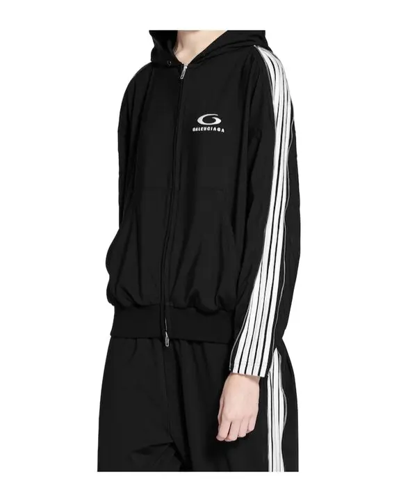 Balenciaga Loop Sports Icon Zipped Hoodie - Black/white