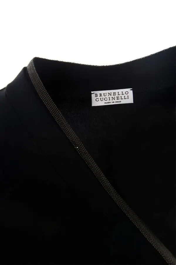 Brunello Cucinelli Monile Trim V-neck T-shirt - Black