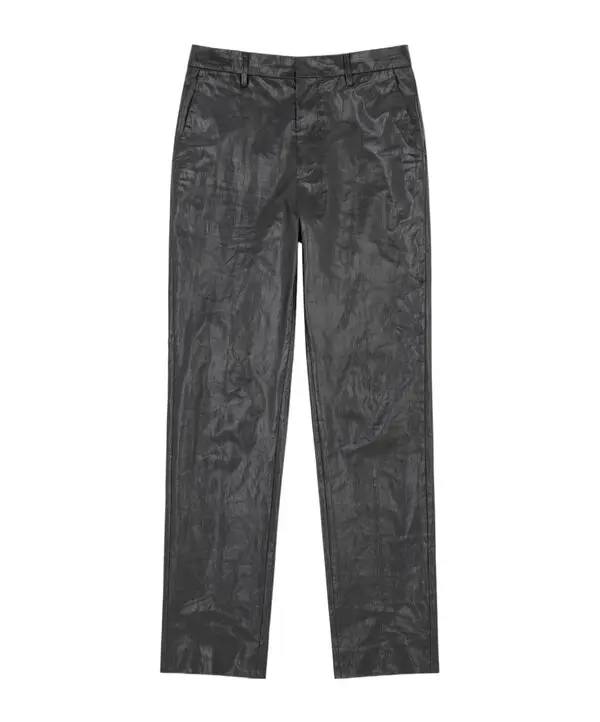 MAISON MARGIELA Crinkled Coated Linen Trousers - Black