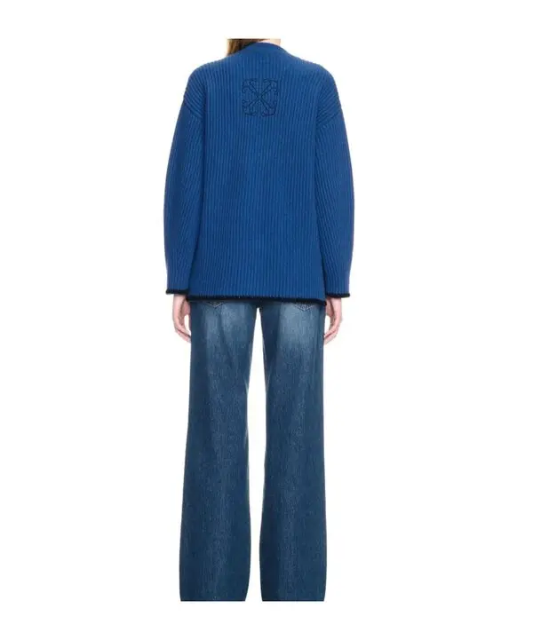 Off-White Logo Embroidered V-neck Cardigan