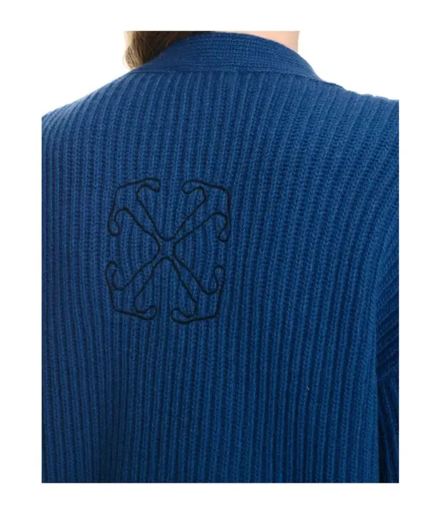 Off-White Logo Embroidered V-neck Cardigan