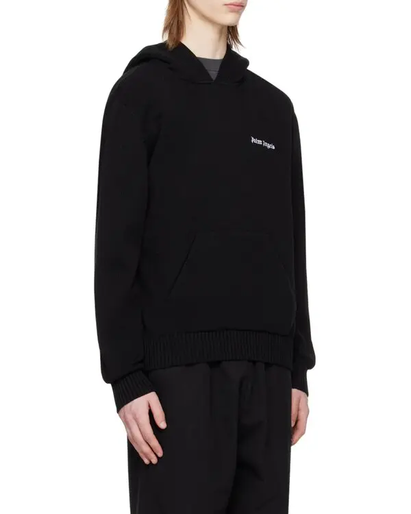 Palm Angels Logo Embroidered Knitted Hoodie