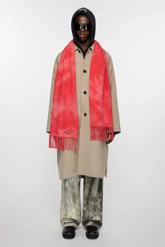 Acne Studios Tie-dye Logo Patch Scarf - Red