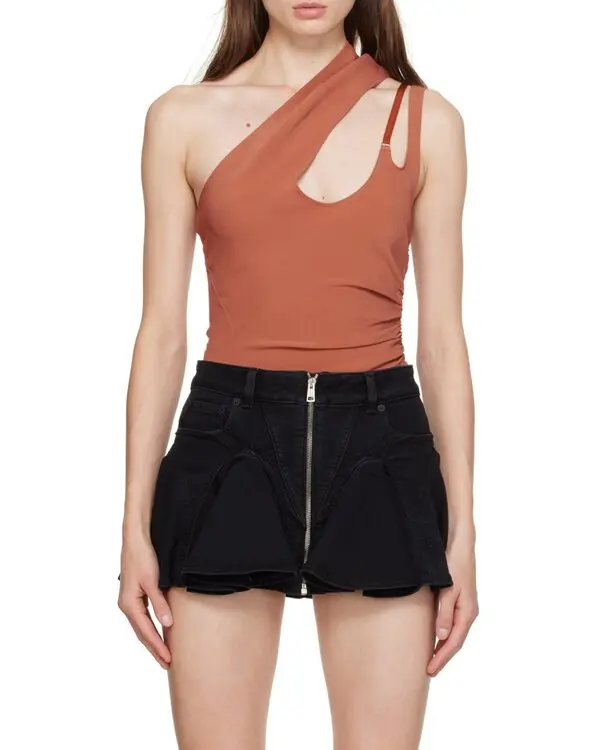 MUGLER Asymmetrical One-shoulder Tailored One-piece