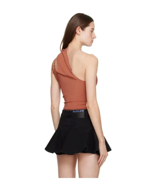 MUGLER Asymmetrical One-shoulder Tailored One-piece