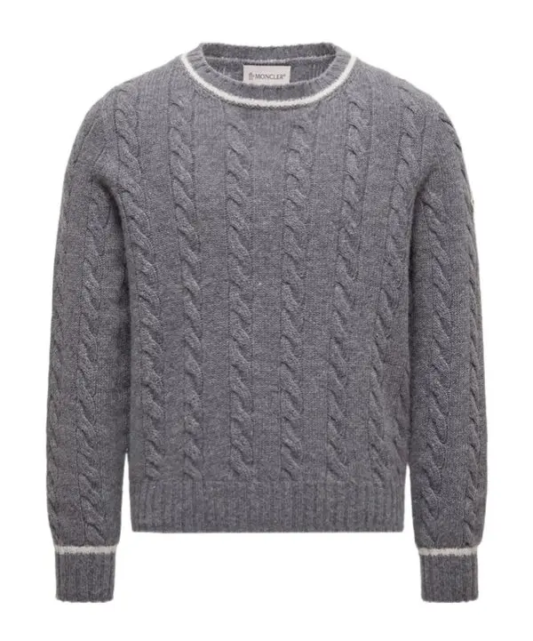 Moncler Stripe-trimmed Wool Sweater - Grey