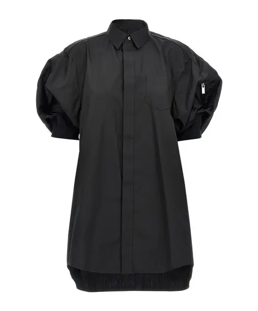 Sacai Balloon-sleeve Mini Dress - Black