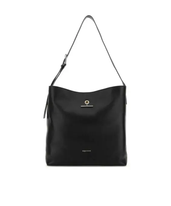 Alexander McQueen Logo Print Shoulder Bag - Black