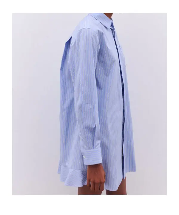 Sacai Striped Shirt Dress With Classic Collar