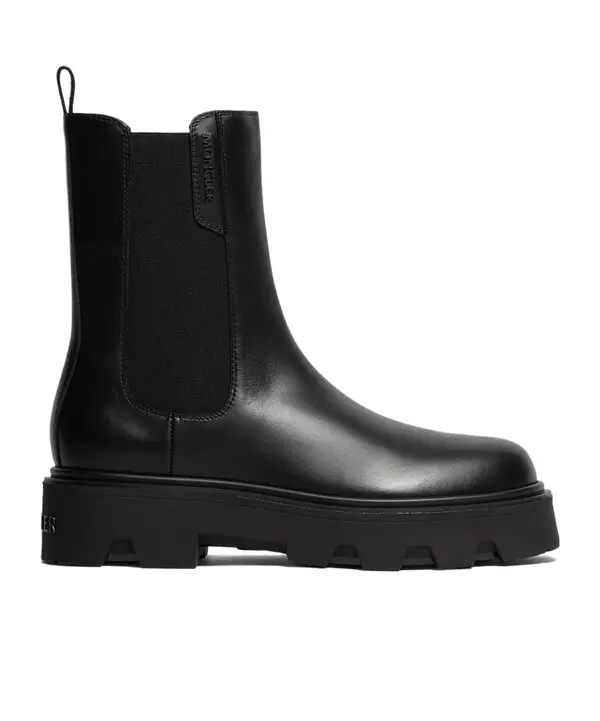 Moncler Aurea Leather Chelsea Boots - Black