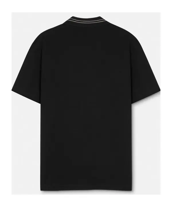 Versace Medusa-embroidered Short-sleeved Polo Shirt - Black