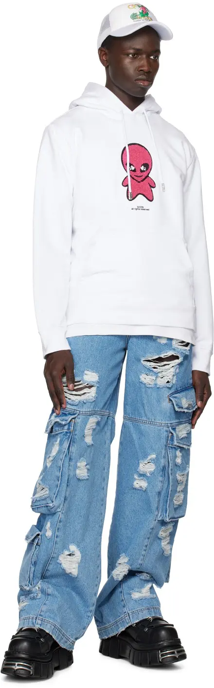 Gcds Weirdo" Drawstring Hoodie - White