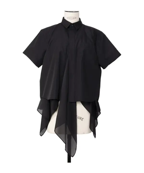 Sacai Short Sleeve Shirt With Draped Detail