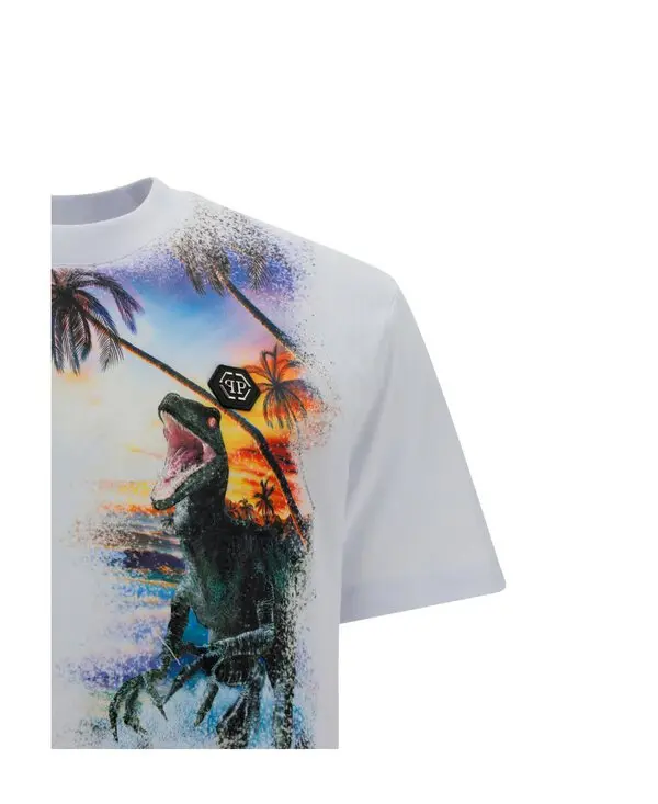 Philipp Plein Hawaii Graphic T-shirt - Gray