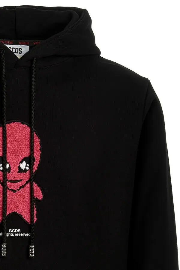 Gcds Weirdo Drawstring Hoodie - Black