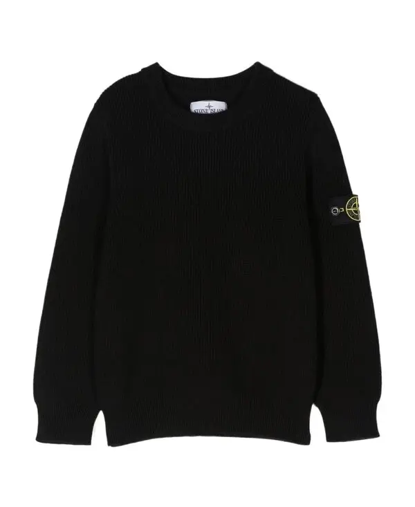 Stone Island Logo Patch Sleeve Sweatshirt - Black