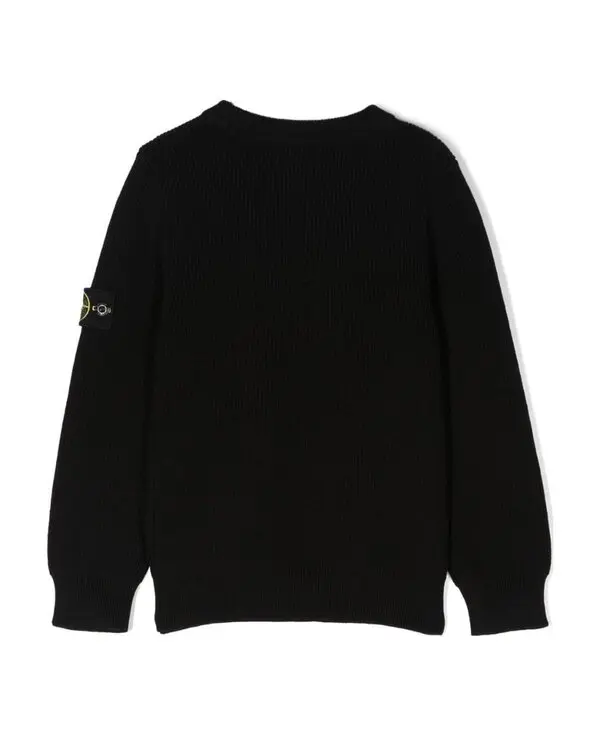 Stone Island Logo Patch Sleeve Sweatshirt - Black
