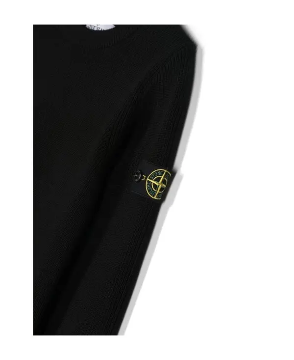 Stone Island Logo Patch Sleeve Sweatshirt - Black
