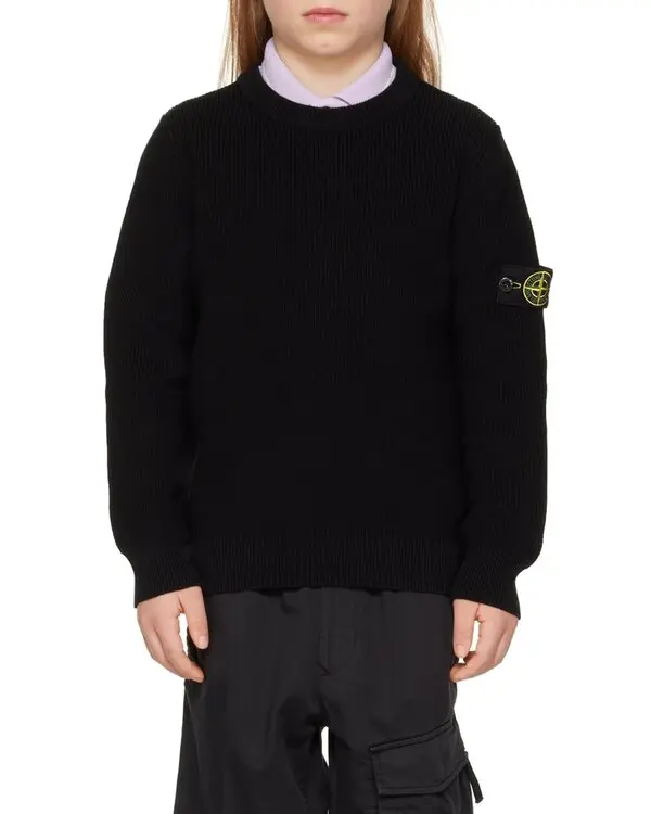 Stone Island Logo Patch Sleeve Sweatshirt - Black