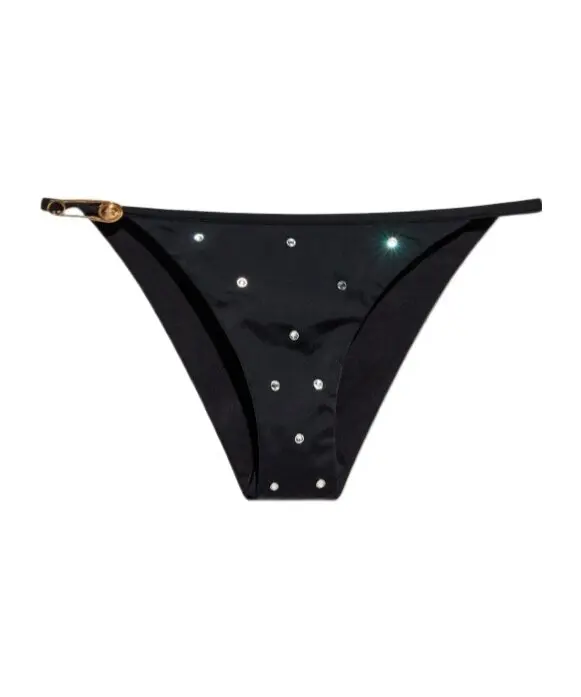 Versace Crystal-embellished Bikini Bottom - Black