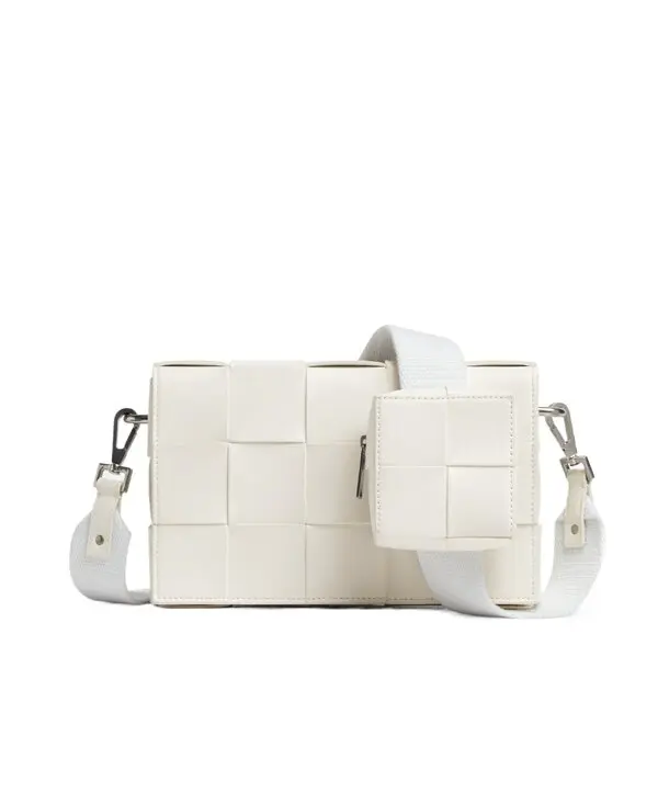 Bottega Veneta Intrecciato Leather Shoulder Bag - White