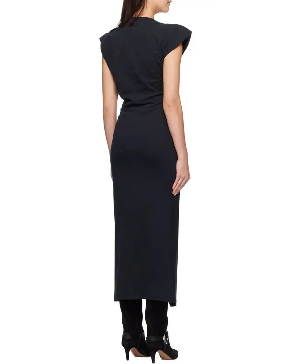 Isabel Marant Étoile Ruched Midi Dress With Front Slit - Black