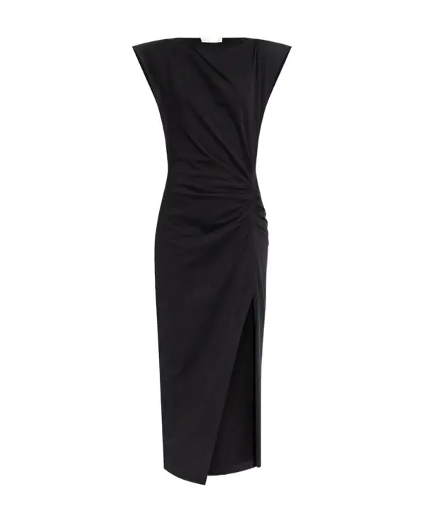 Isabel Marant Étoile Ruched Midi Dress With Front Slit - Black