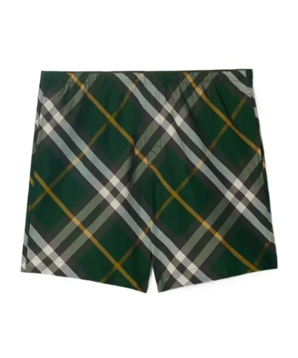 Burberry Checkered Knee-length Twill Swim Shorts - Ivy