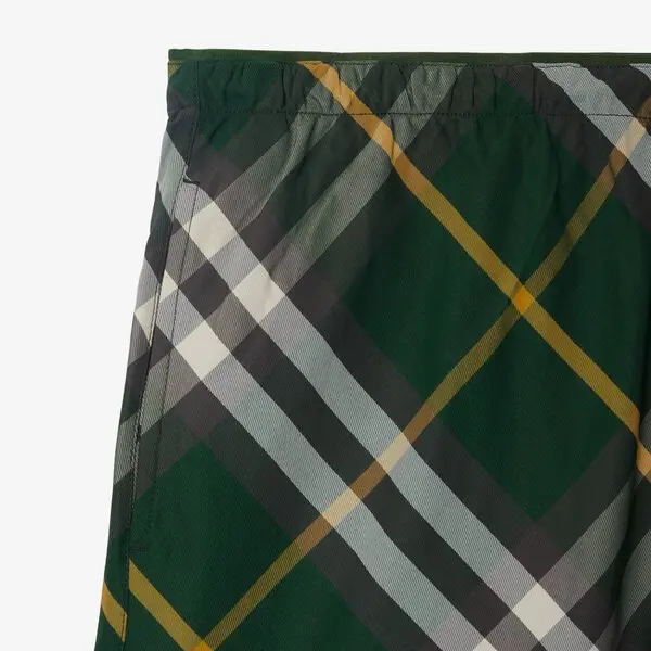 Burberry Checkered Knee-length Twill Swim Shorts - Ivy