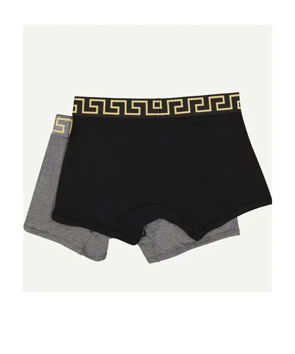 Versace Two-pack Logo-waistband Boxers - Gray/black